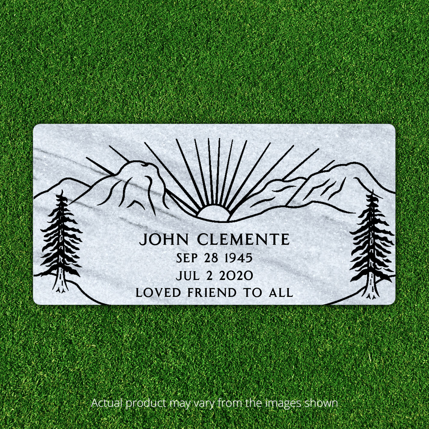 Marble - Flat Headstone Marker with Border - (24 x 12 x 4 in) Markers ...